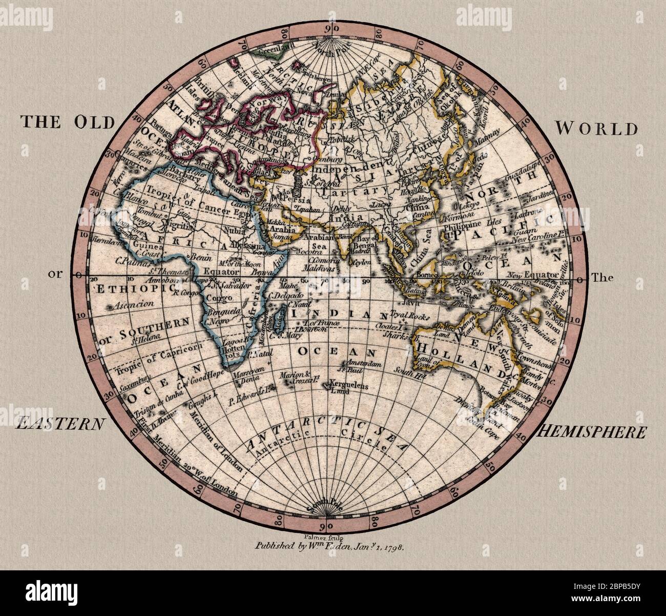 Mappa dell'emisfero orientale dal vecchio atlante immagini e fotografie ...