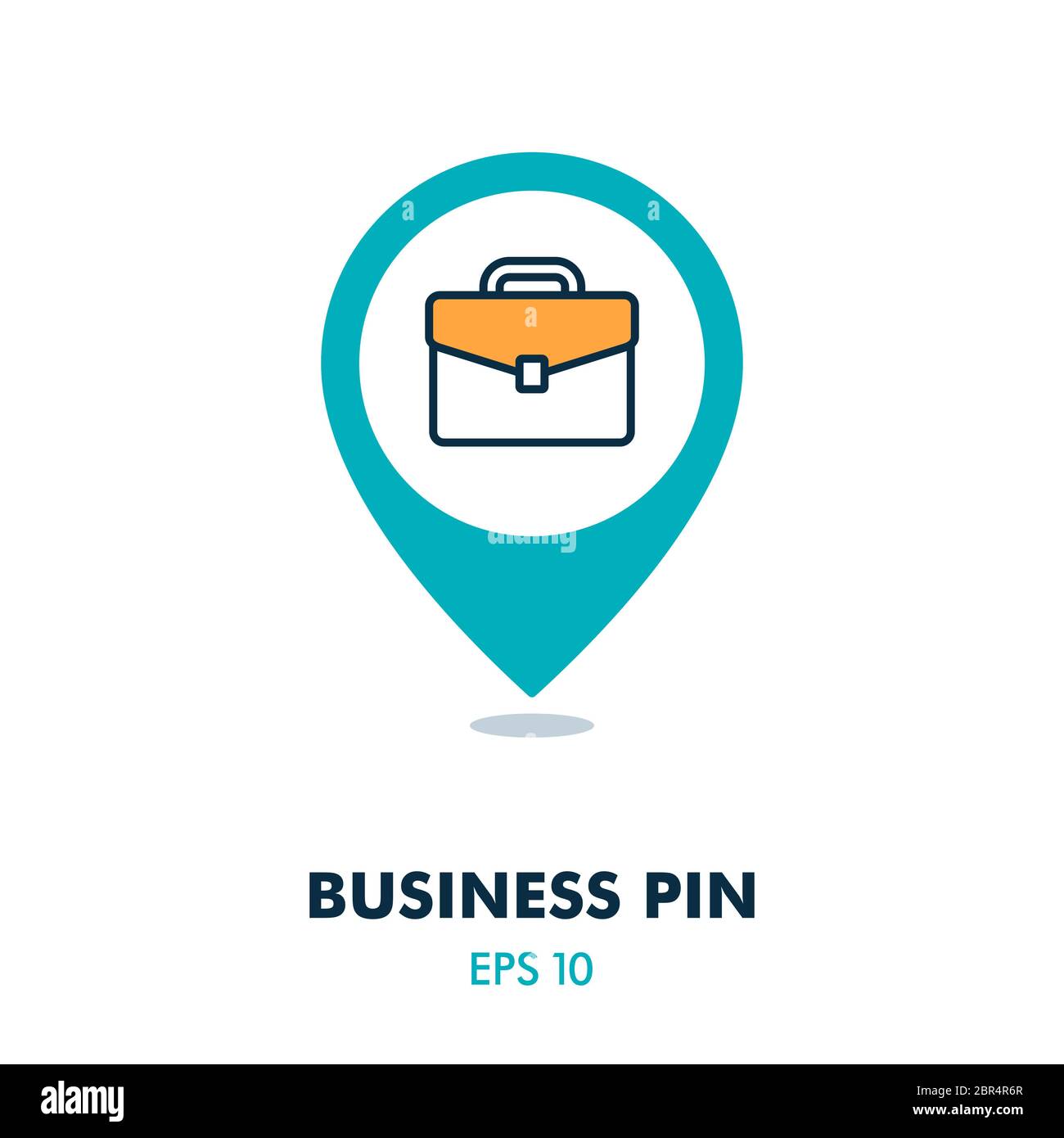 Valigetta pin outline icona della mappa. Segno aziendale. Puntatore ...