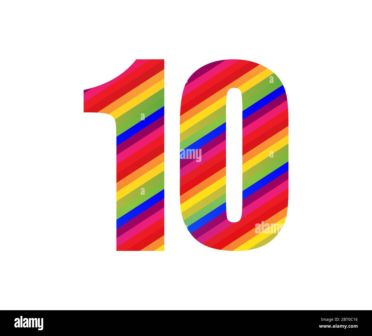 10 numero carattere numerico stile arcobaleno. Illustrazione di un ...