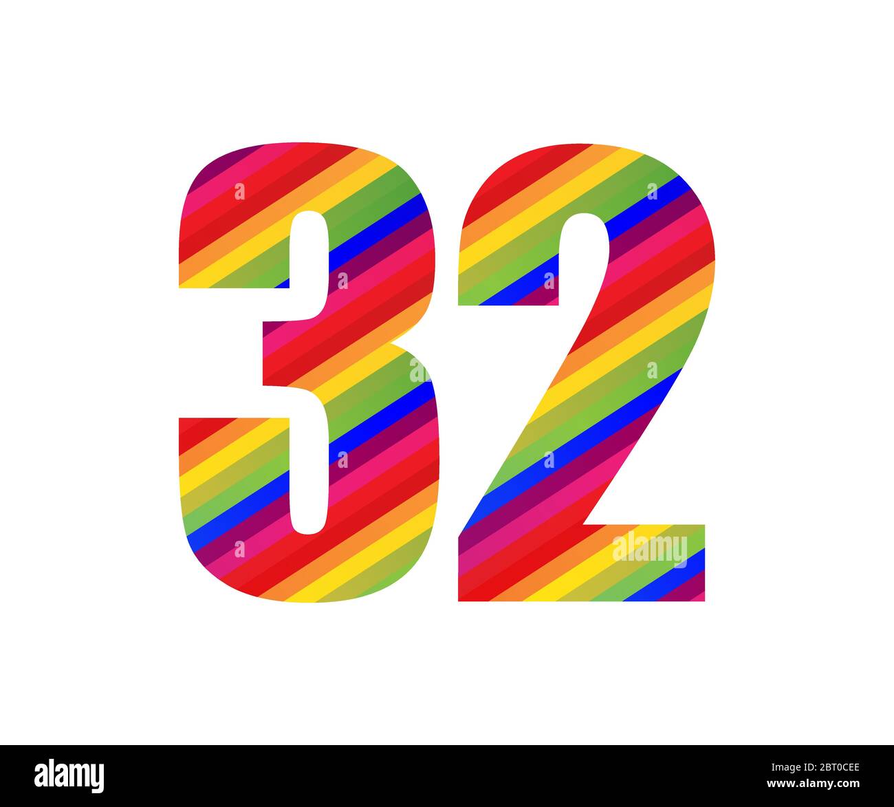 32 numero carattere numerico stile arcobaleno. Illustrazione vettoriale ...