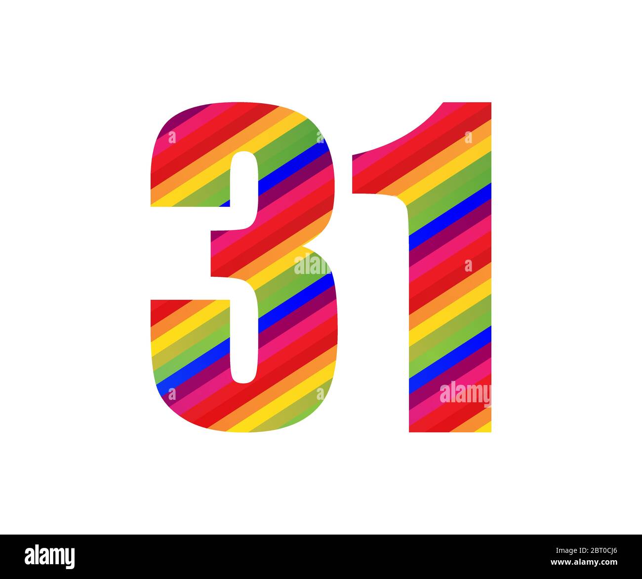 31 numero carattere numerico stile arcobaleno. Illustrazione vettoriale ...