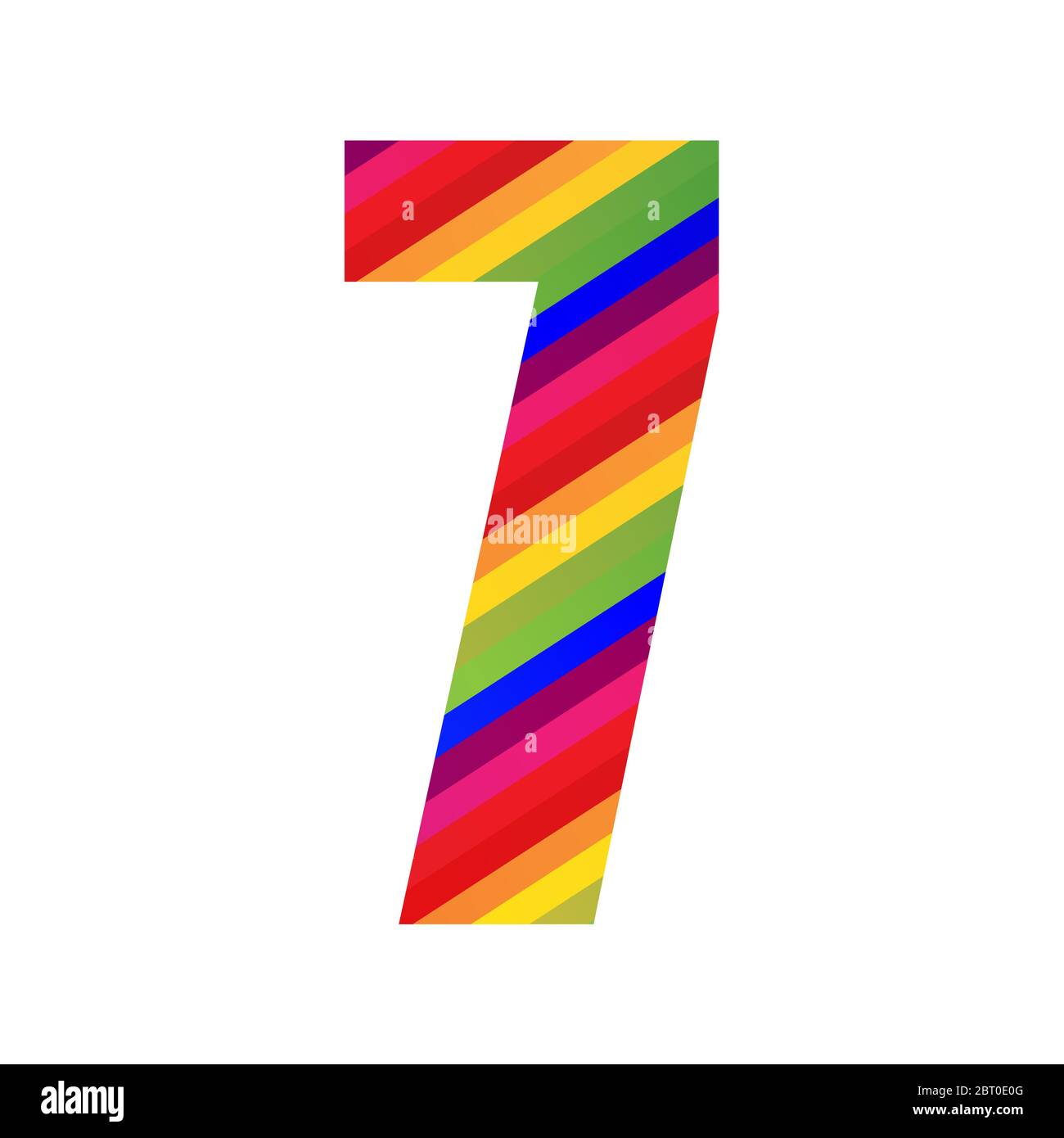 7 numero carattere numerico stile arcobaleno. Illustrazione di un ...