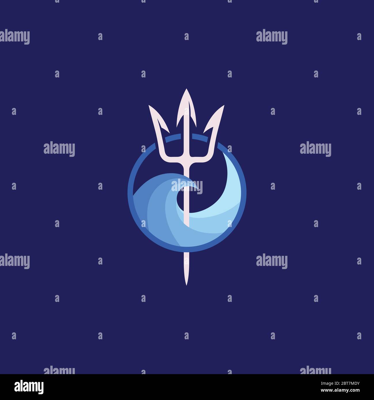 Il logo del tridente Nettuno e l'onda del mare. Il simbolo del dio dei ...