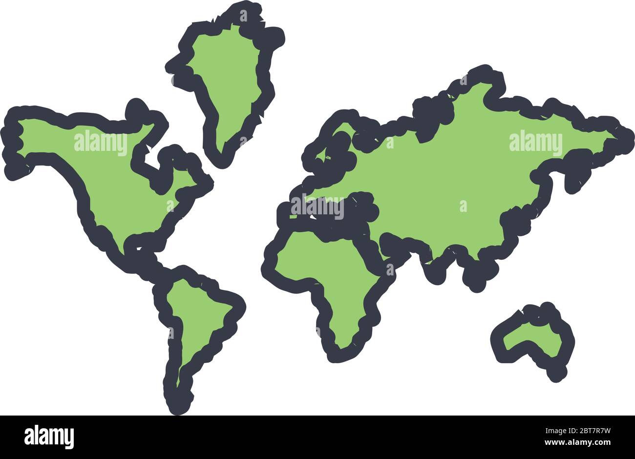 Mappa del mondo design a icone in stile piatto, pianeta continente ...