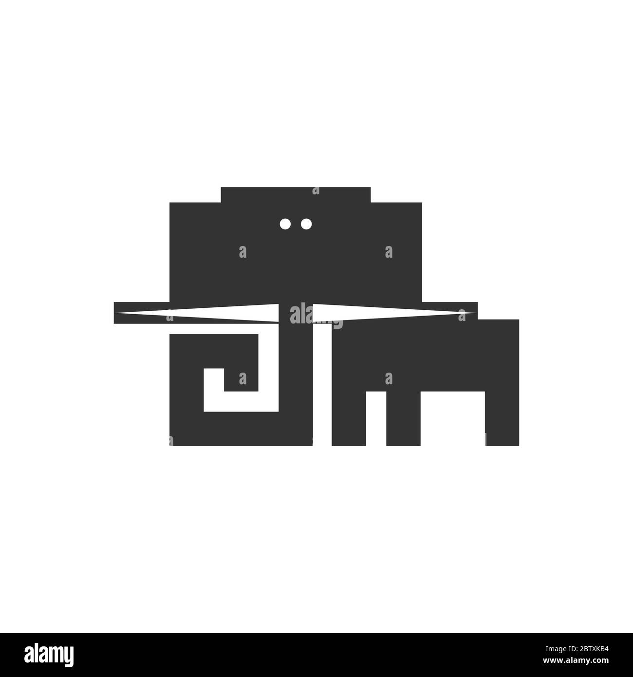 Elefante bianco e nero Immagini Vettoriali Stock - Alamy