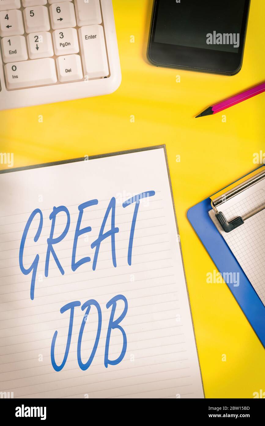 Scrittura concettuale a mano che mostra un ottimo lavoro. Concetto ...