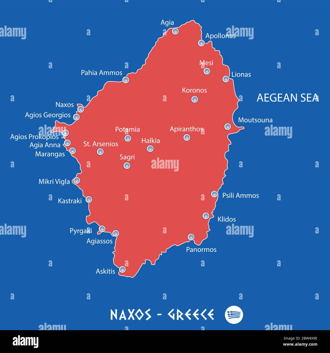 Mappa di naxos Immagini Vettoriali Stock - Alamy