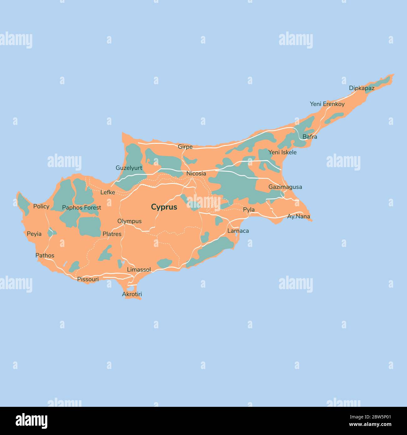 Cyprus europe map Immagini Vettoriali Stock - Alamy