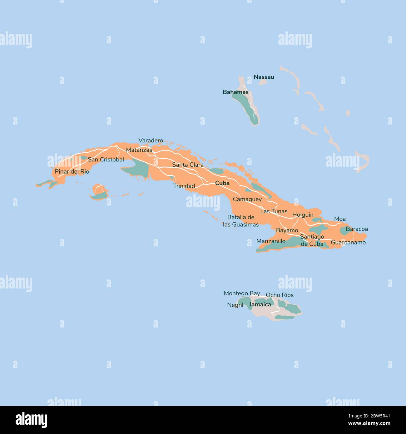 Mappa dell'isola di cuba Immagini Vettoriali Stock - Alamy