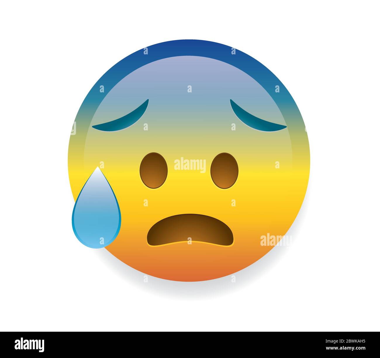Emoticon di alta qualità su sfondo bianco. Faccia ansiosa con il viso ...