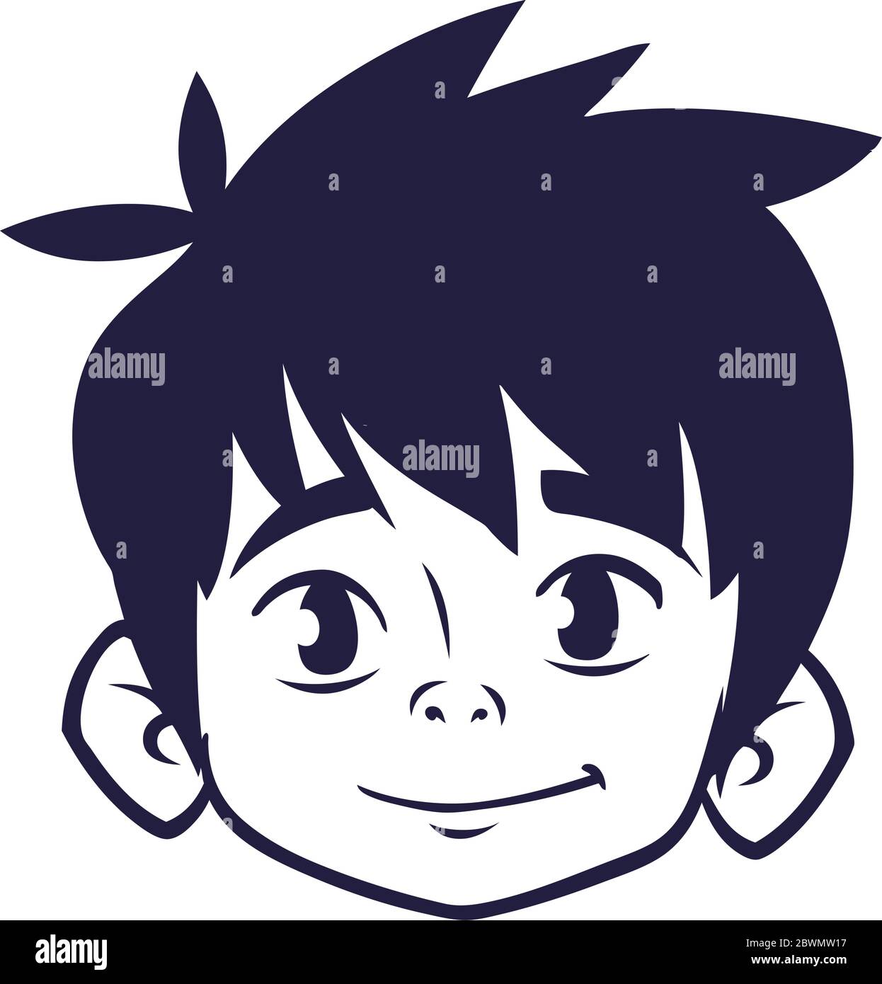 Buon profilo testa ragazzo cartone animato. Illustrazione vettoriale ...