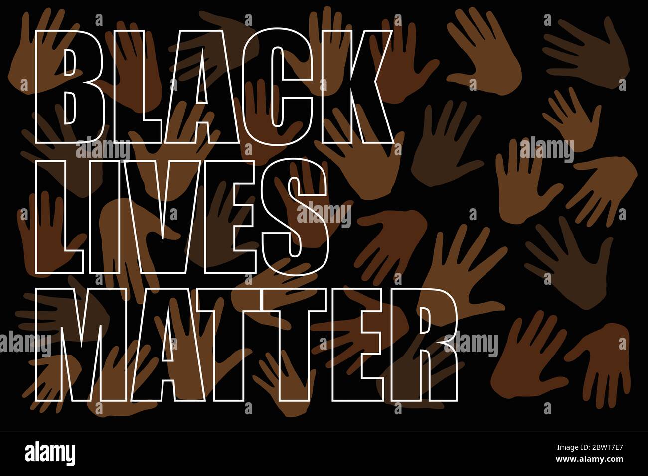 Il nero vive il testo della materia su mani di colori differenti su ...