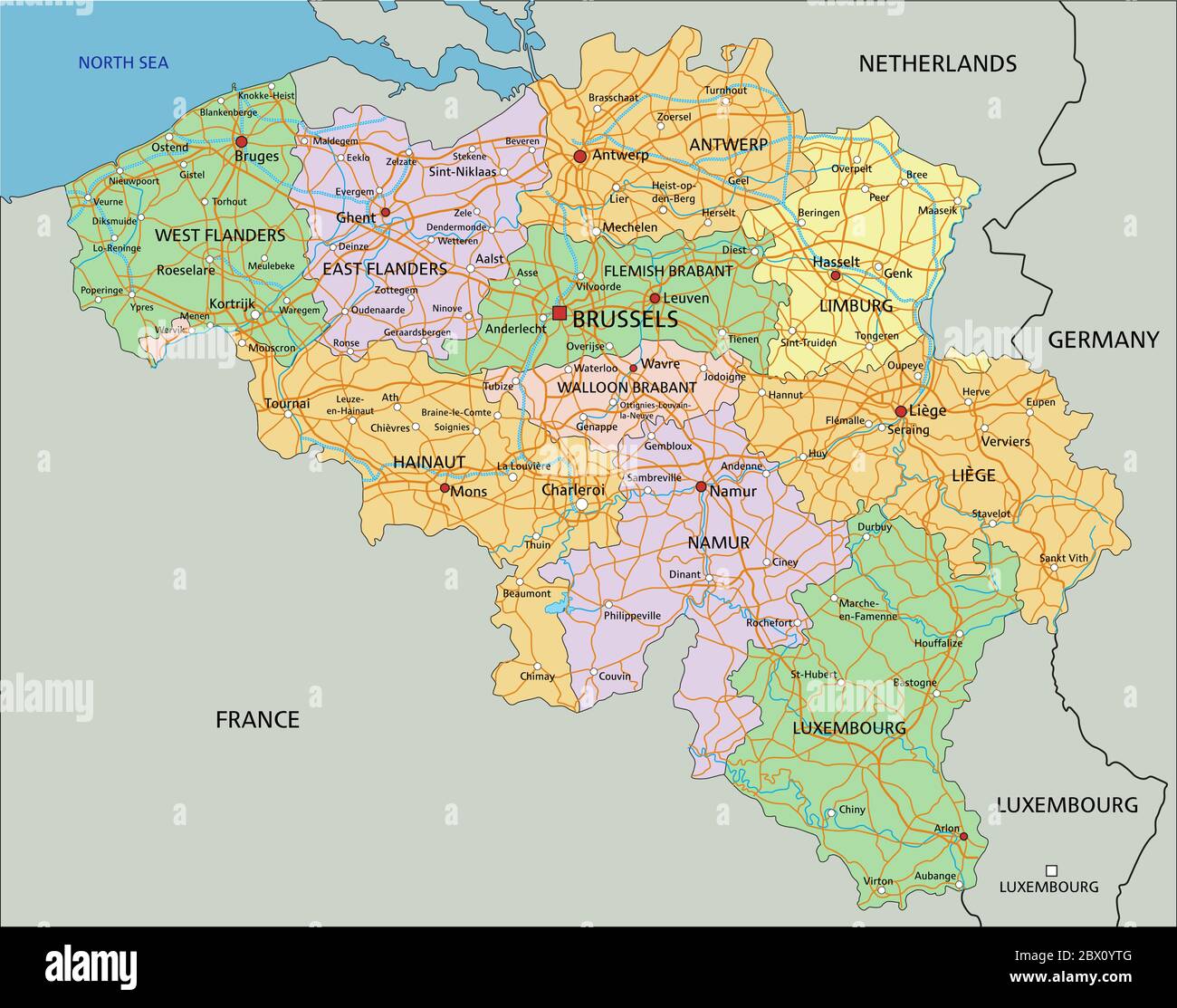 Belgio mappa politica immagini e fotografie stock ad alta risoluzione ...