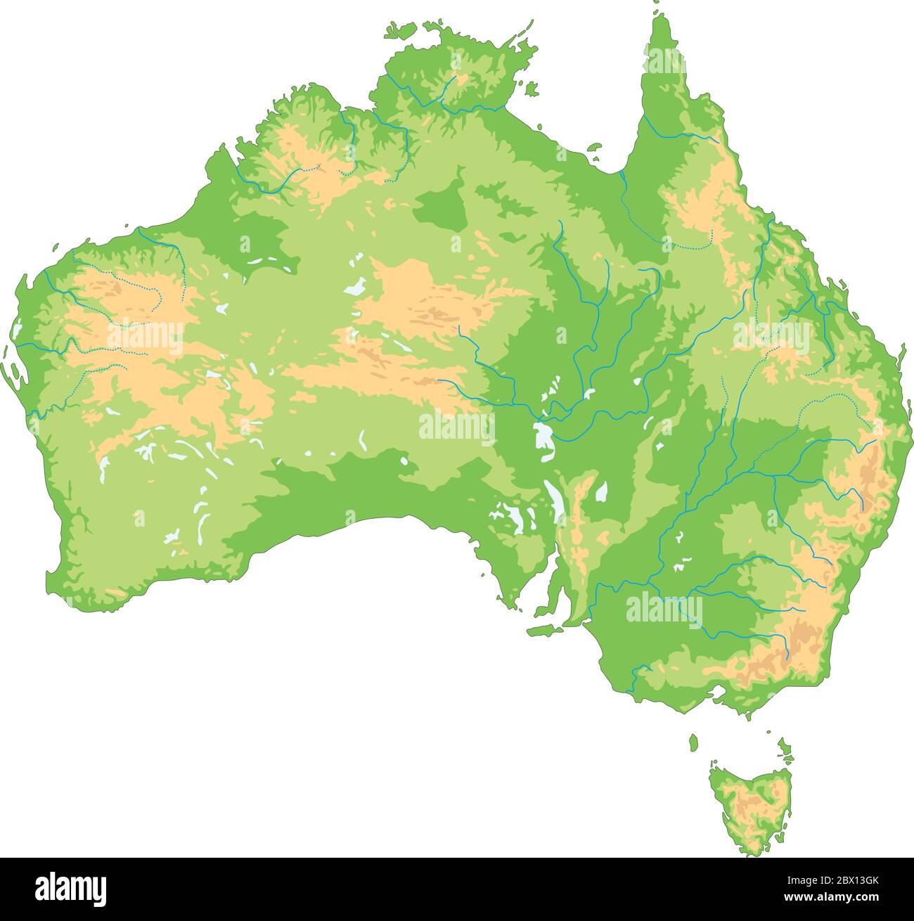 Mappa fisica Australia dettagliata Immagine e Vettoriale - Alamy