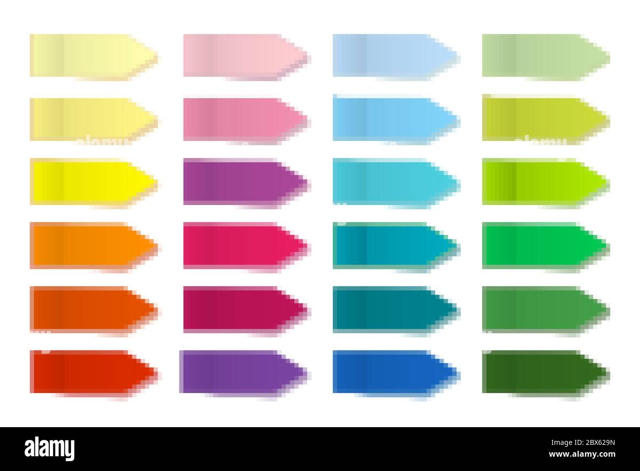 Raccolta di note adesive realistiche. Schede con indicatori a freccia ...