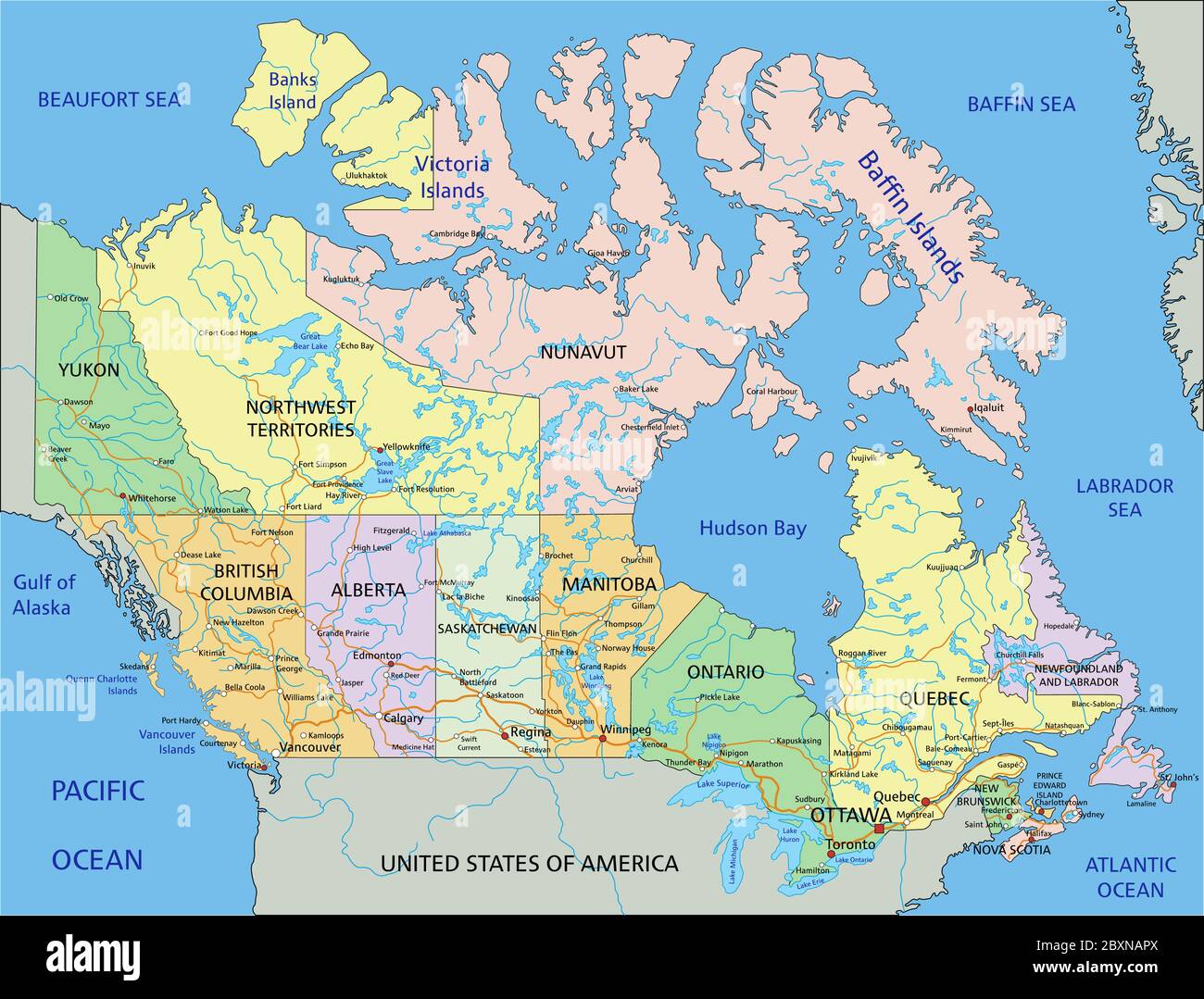 Canada - Mappa politica modificabile e altamente dettagliata con ...