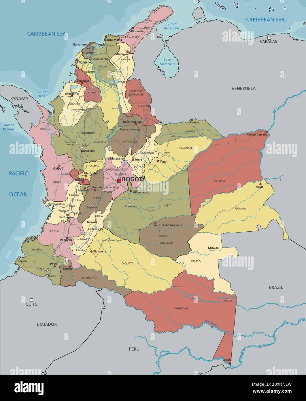 Mappa della colombia cartina geografica immagini e fotografie stock ad ...