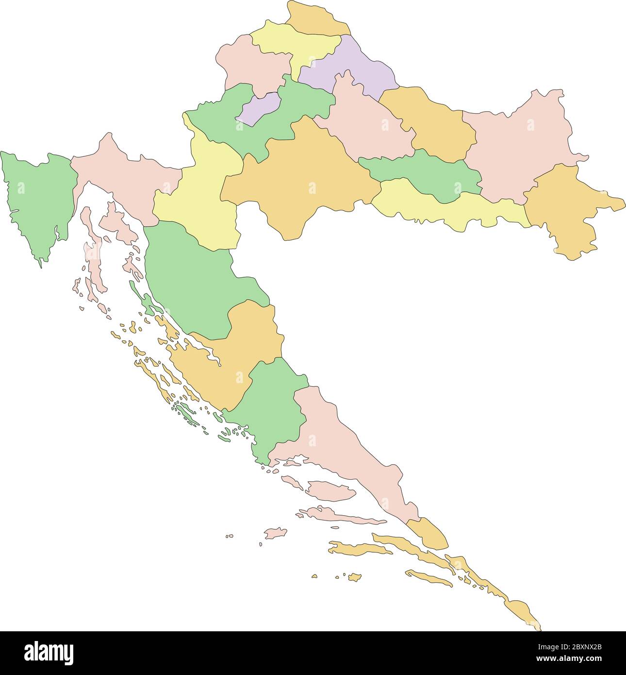 Croazia - Mappa politica modificabile e molto dettagliata Immagine e ...