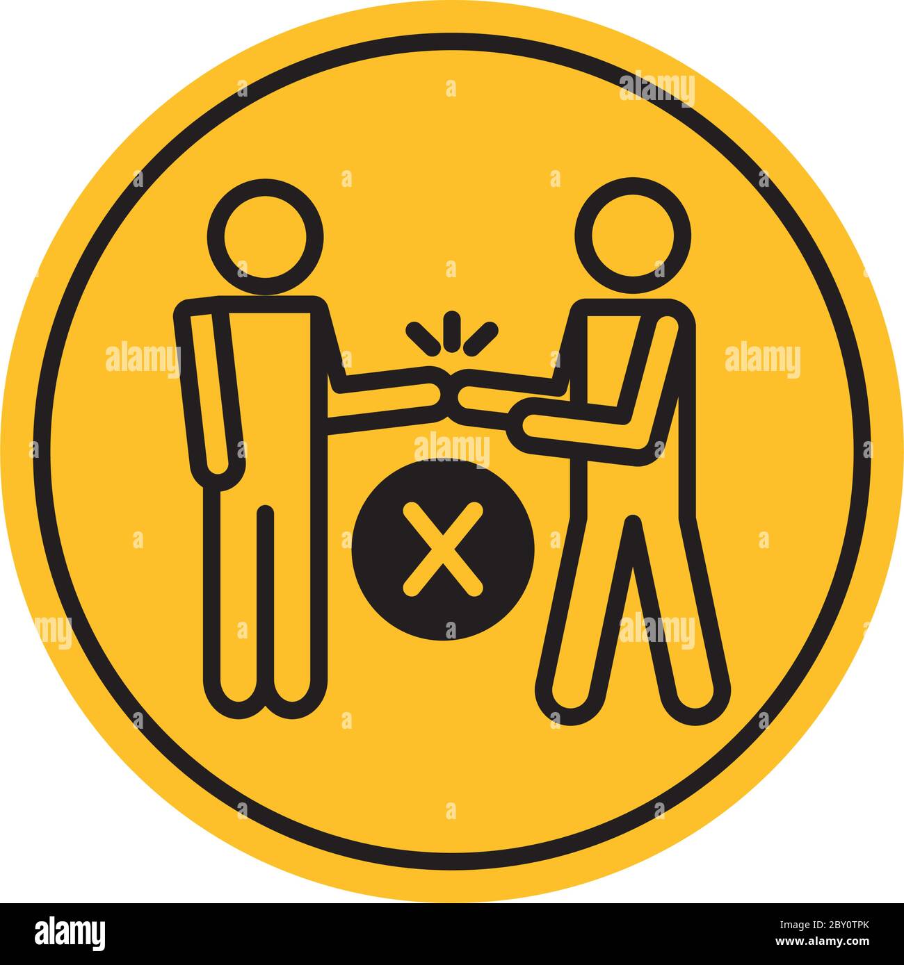 pittogramma uomo che scuote le mani con icona a croce proibita su ...
