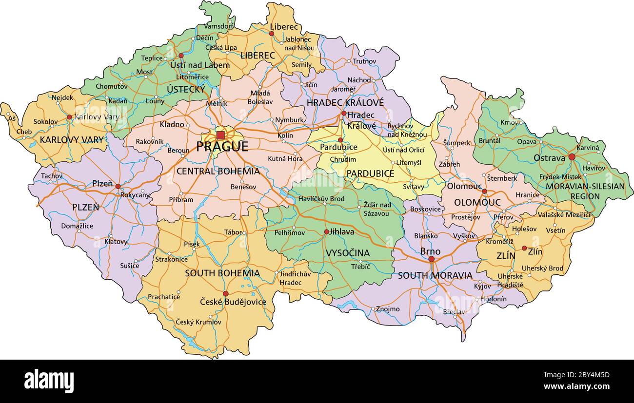 Repubblica Ceca - Mappa politica modificabile e altamente dettagliata ...