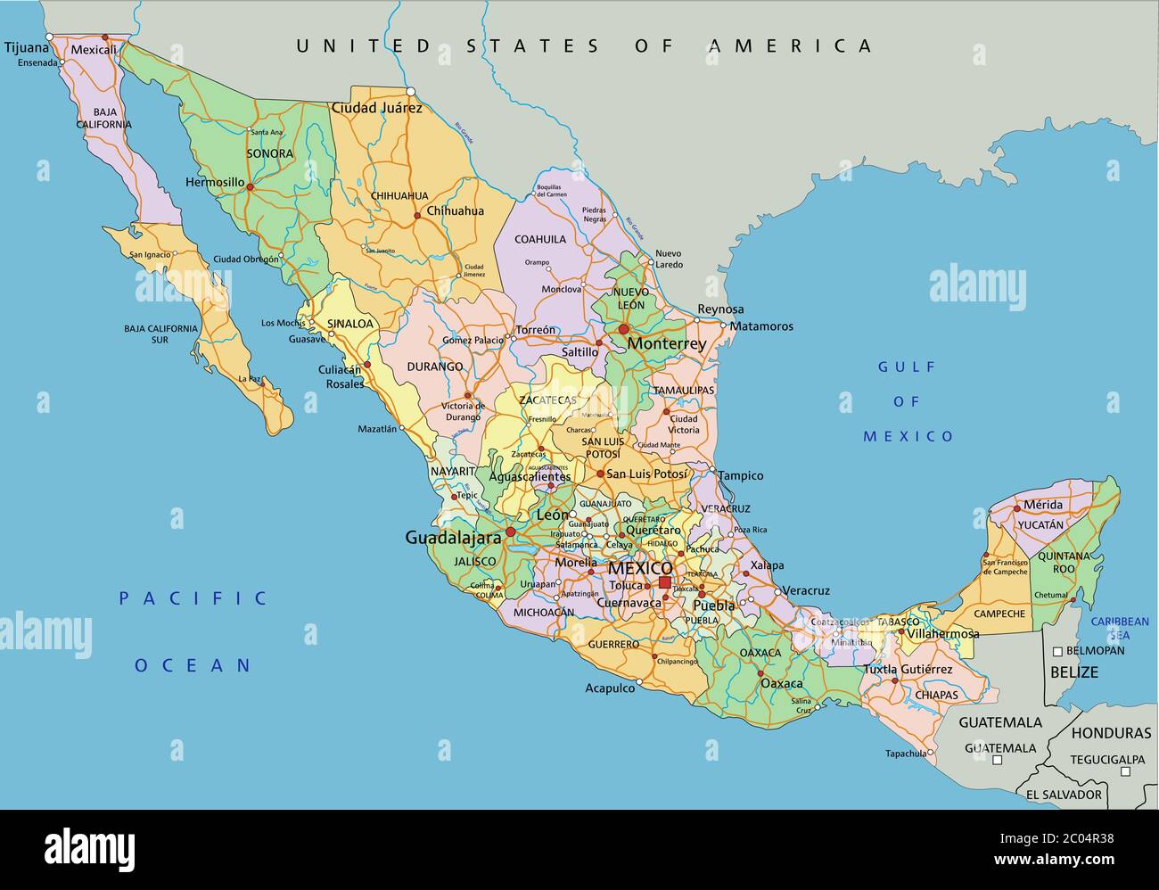 Mexico map political map immagini e fotografie stock ad alta ...