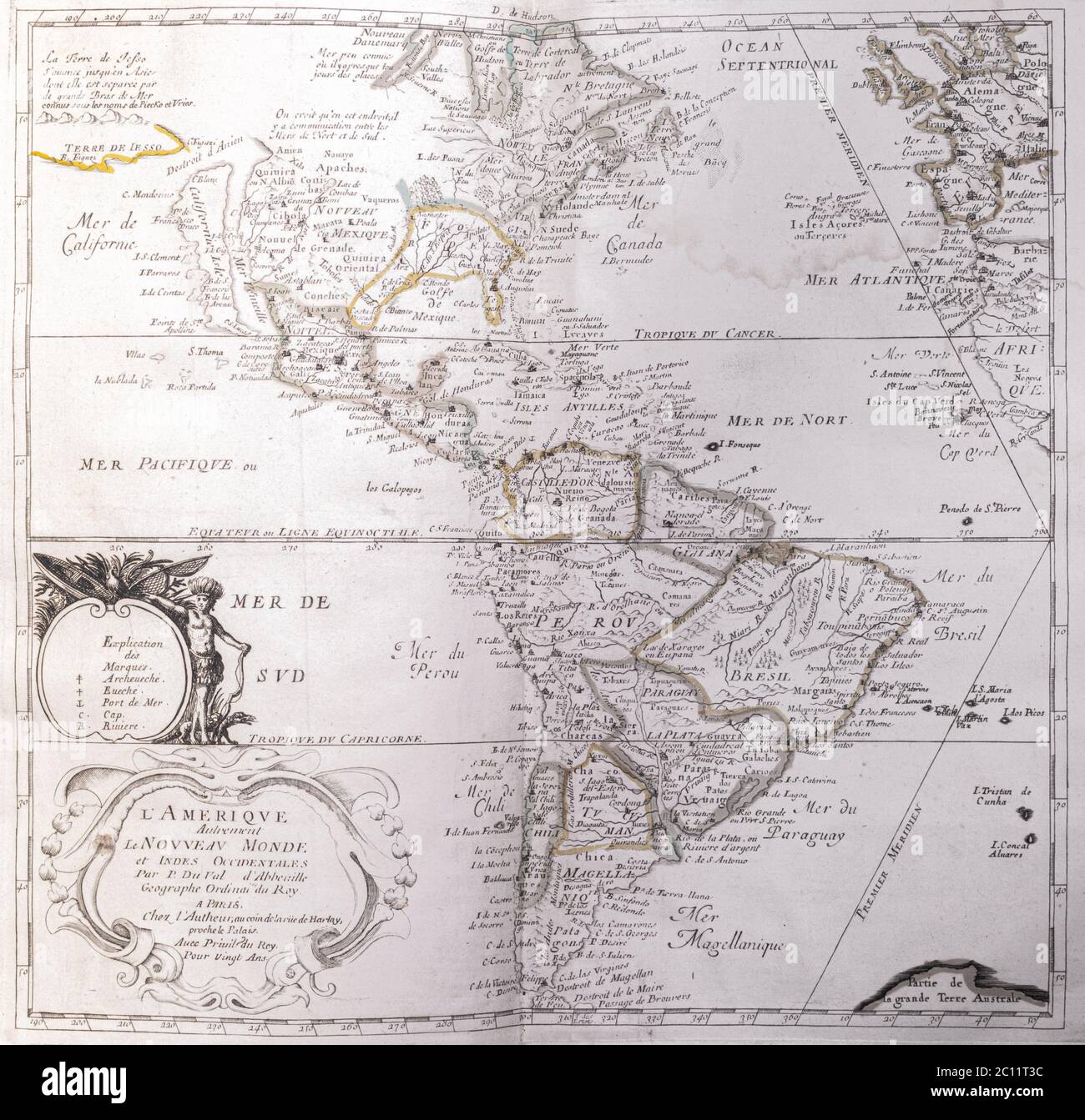 Vecchia mappa delle Americhe (il nuovo mondo) - da un Atlante di ...