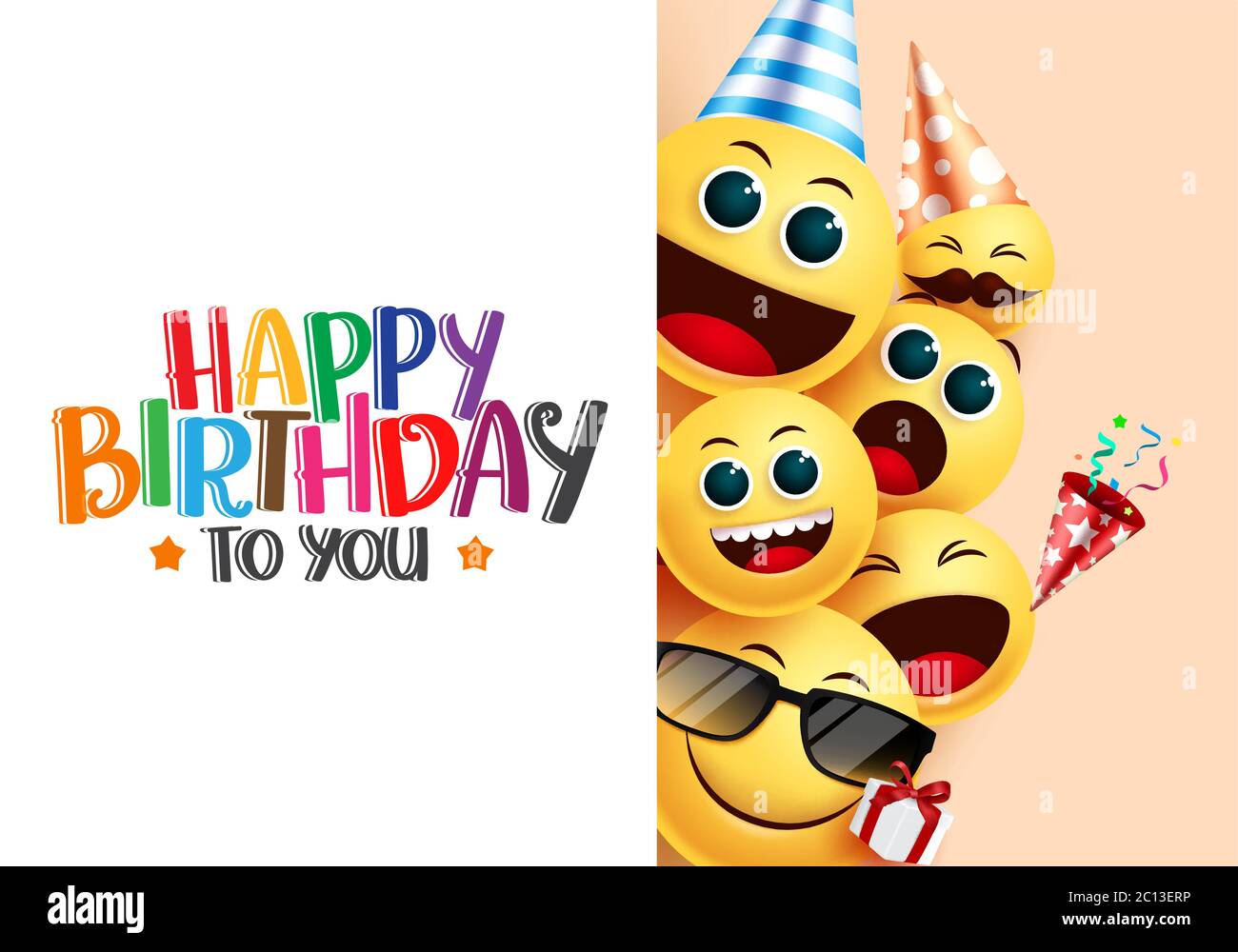 Happy birthday greeting smileys vector immagini e fotografie stock ad ...