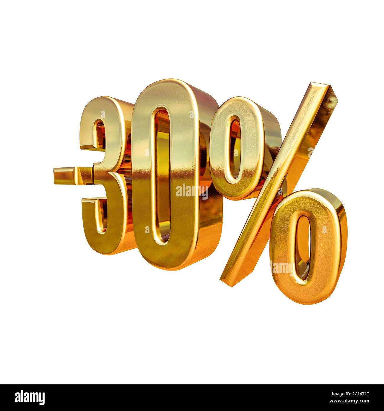 cartello di sconto del 30% 3D Gold Foto stock - Alamy