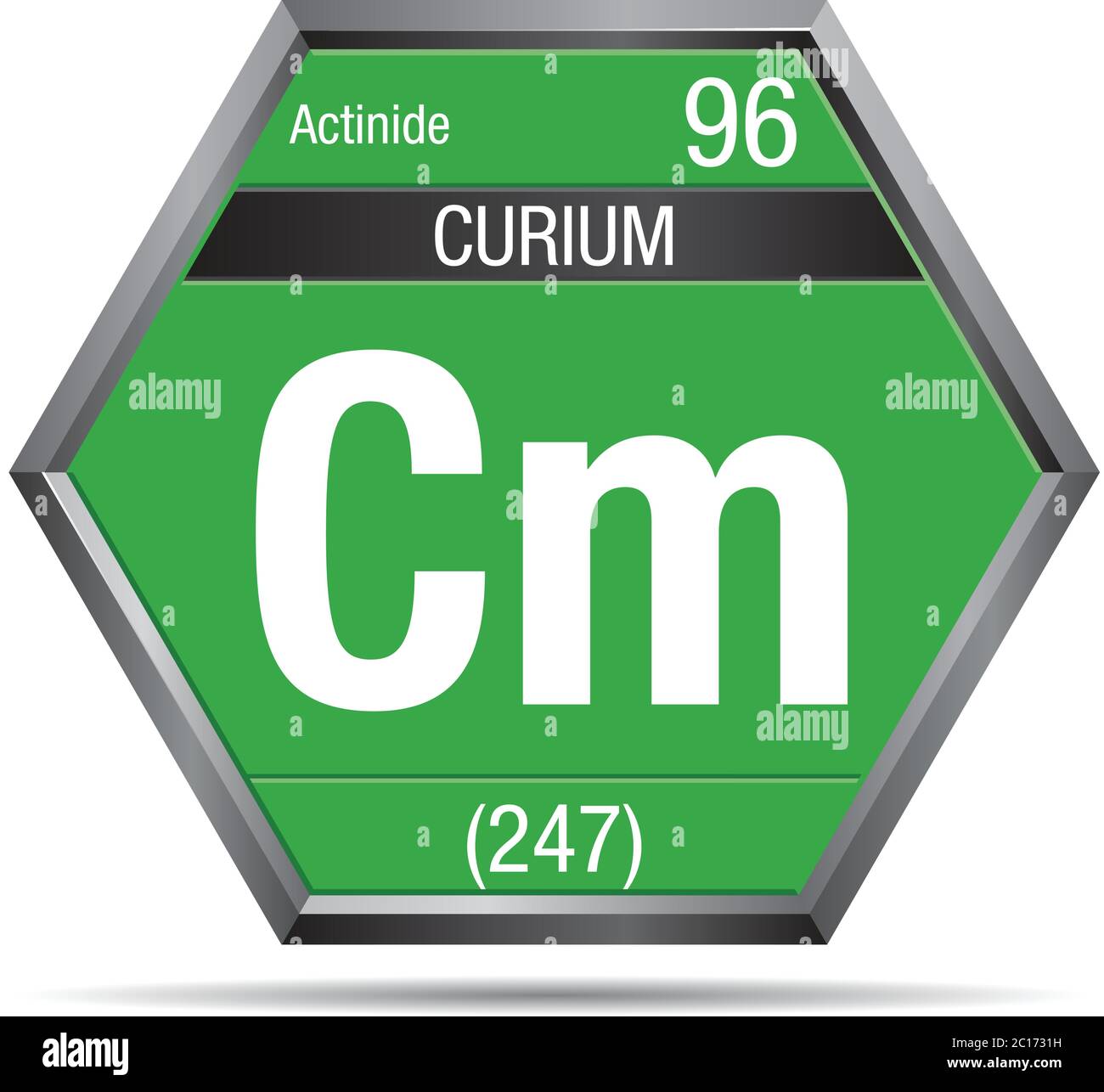 Simbolo del curio sotto forma di esagono con cornice metallica ...