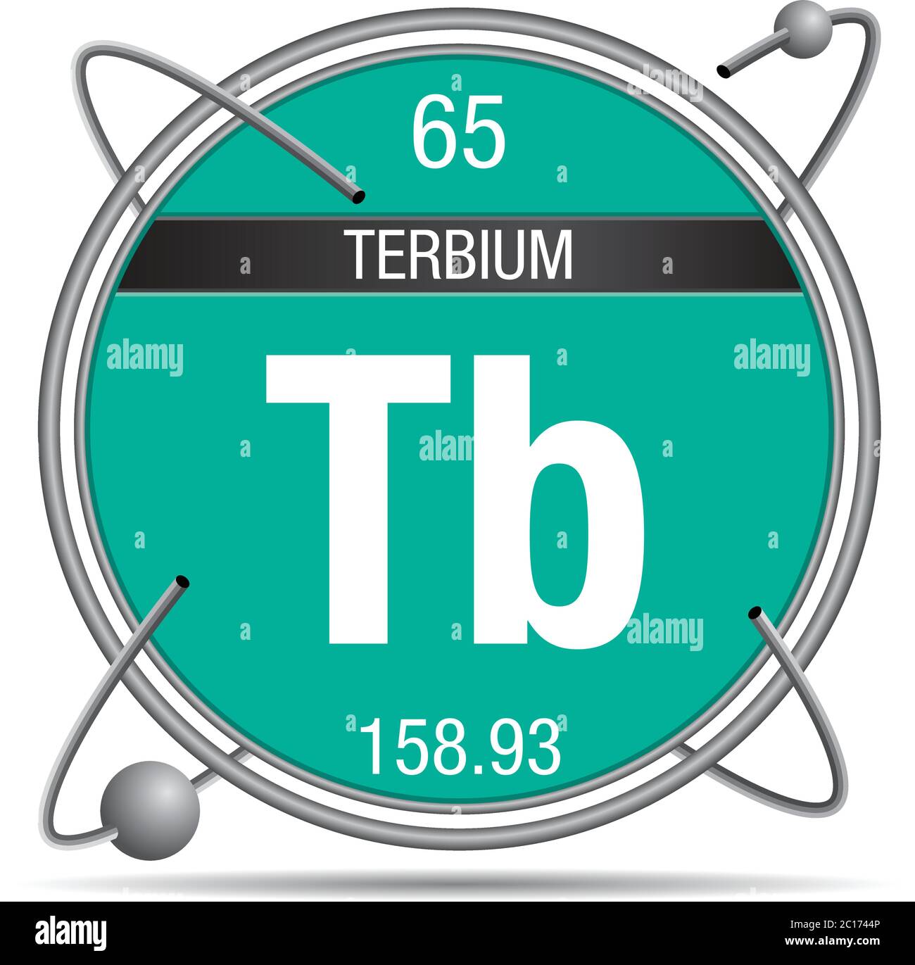 Simbolo del terbio all'interno di un anello metallico con sfondo ...