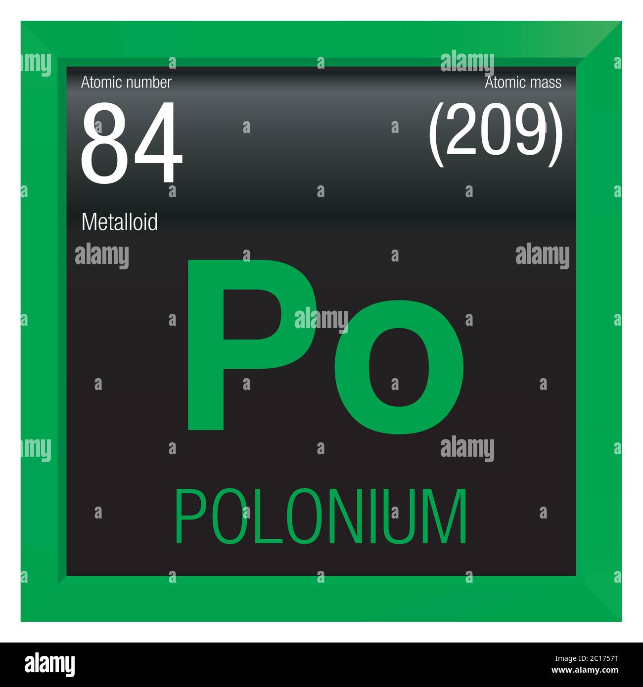 Simbolo del polonio. Elemento numero 84 della Tavola periodica degli ...