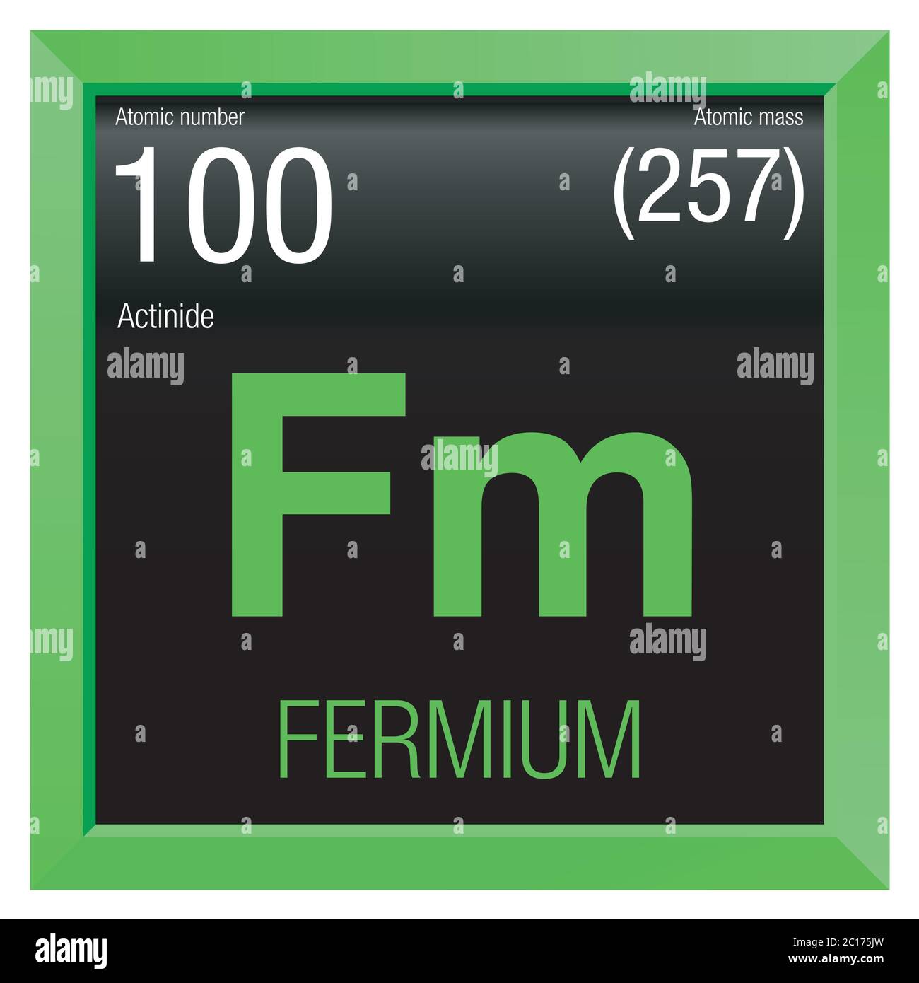 Simbolo del fermio. Elemento numero 100 della Tavola periodica degli ...