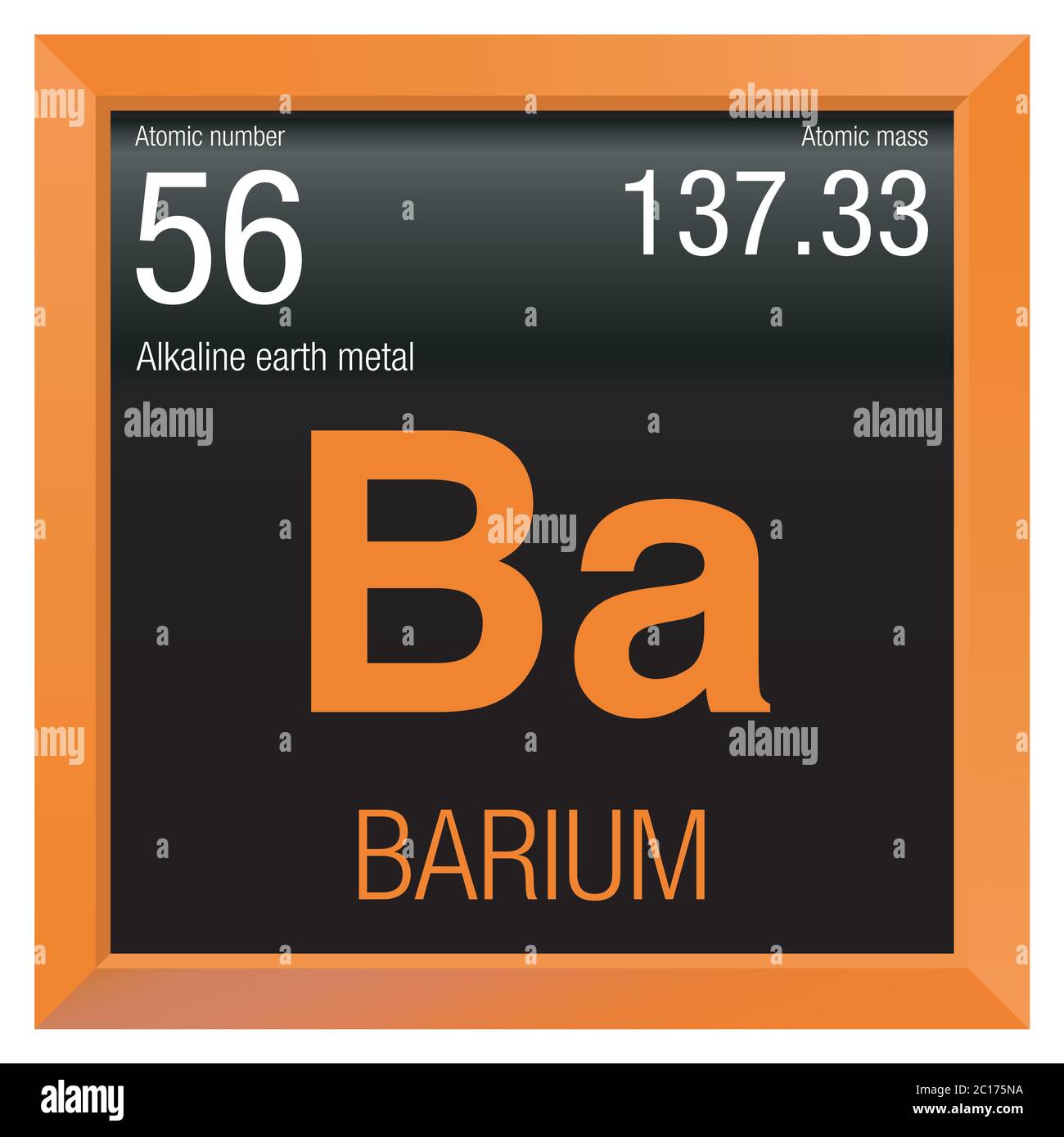 Simbolo di bario. Elemento numero 56 della Tavola periodica degli ...