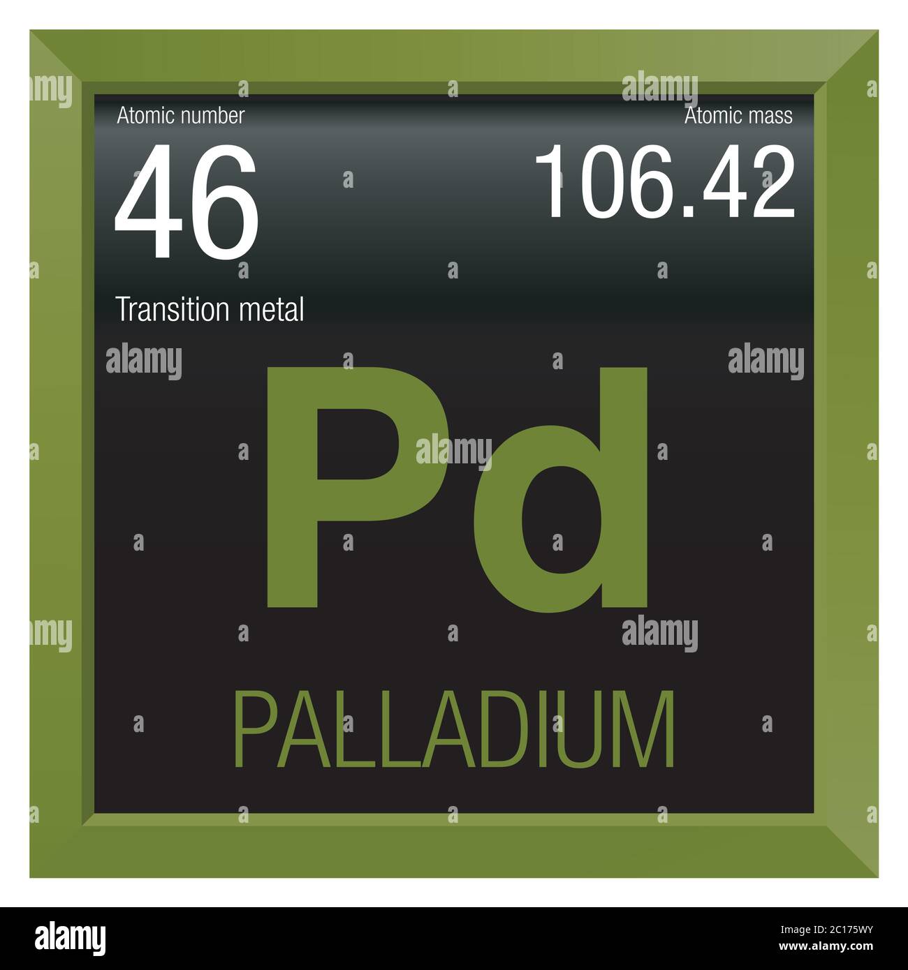 Simbolo palladio. Elemento numero 46 della Tavola periodica degli ...