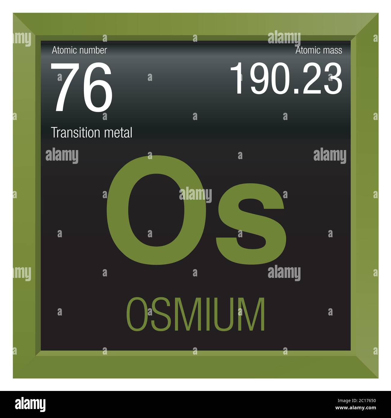 Simbolo osmio. Elemento numero 76 della Tavola periodica degli elementi ...