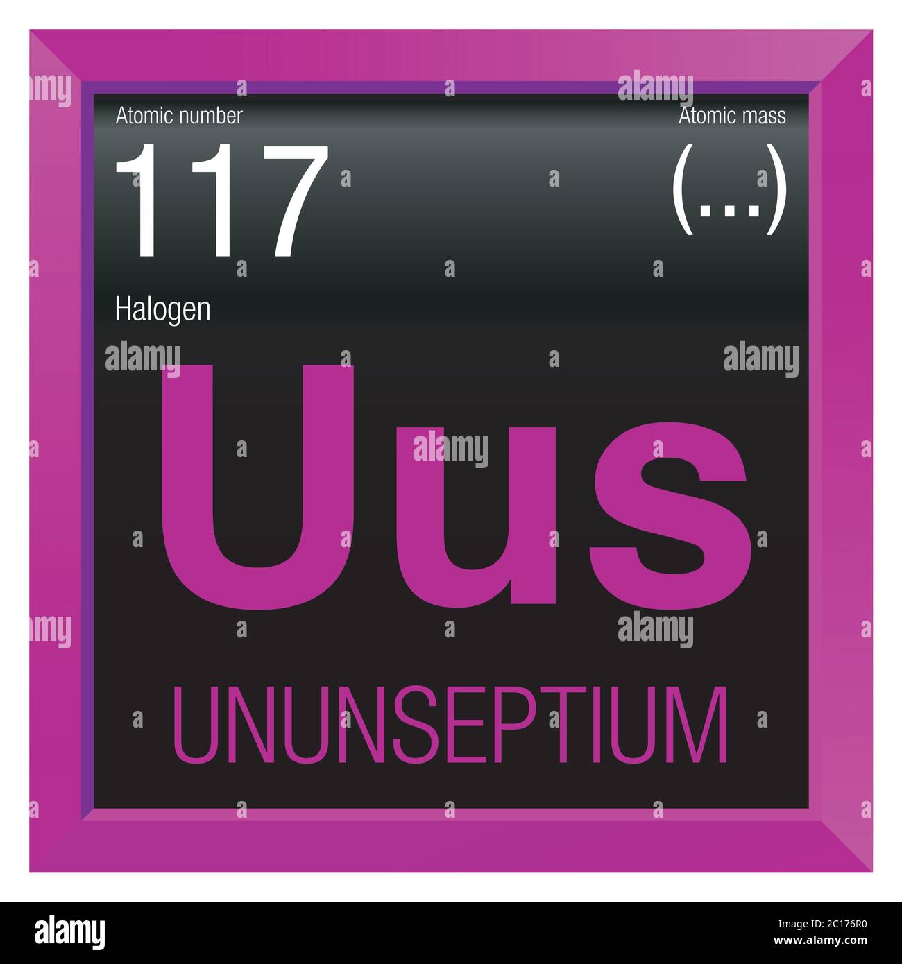 Simbolo Unseptium. Elemento numero 117 della Tavola periodica degli ...