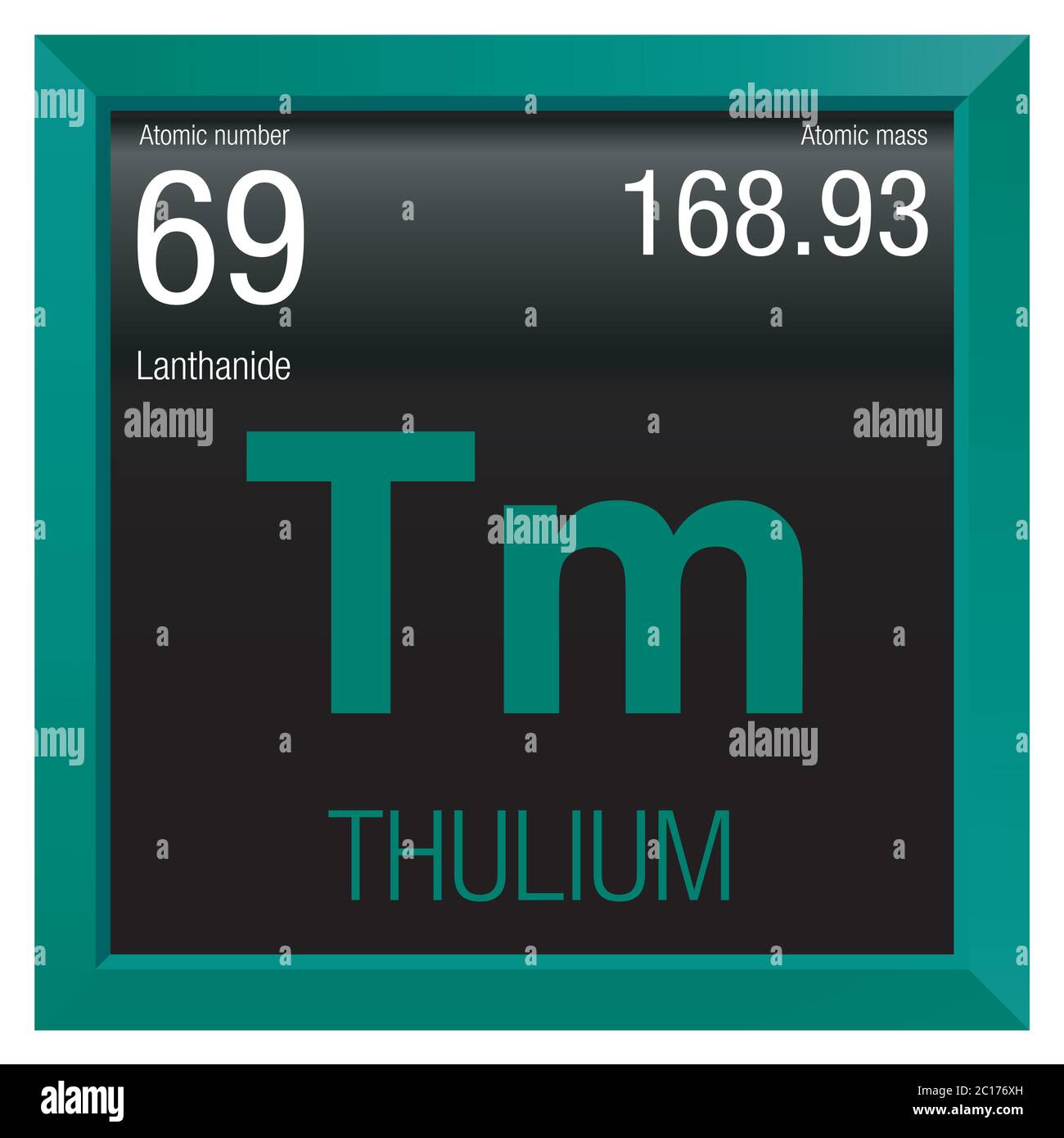 Simbolo del tulio. Elemento numero 69 della Tavola periodica degli ...