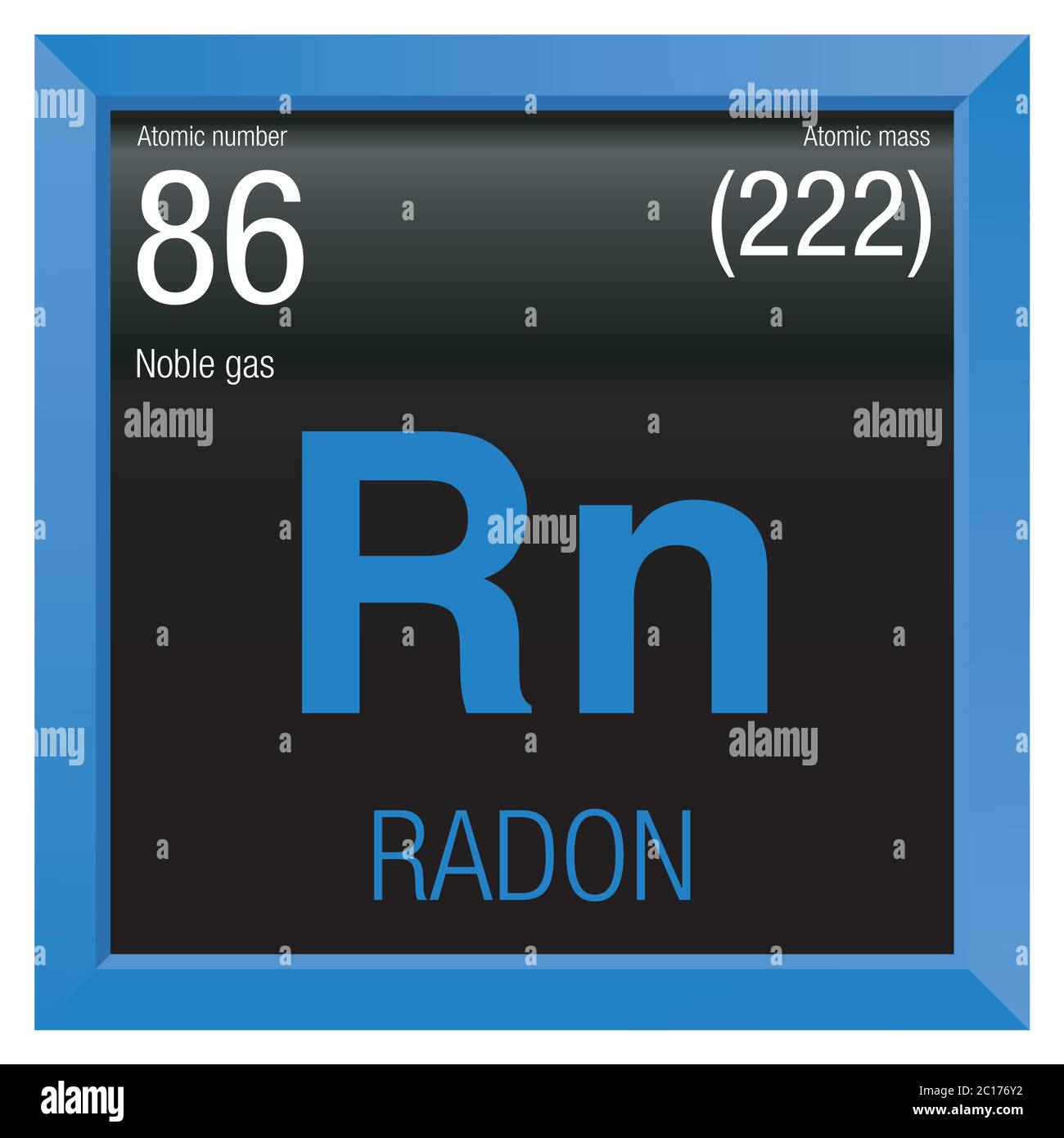 Simbolo radon. Elemento numero 86 della Tavola periodica degli elementi ...