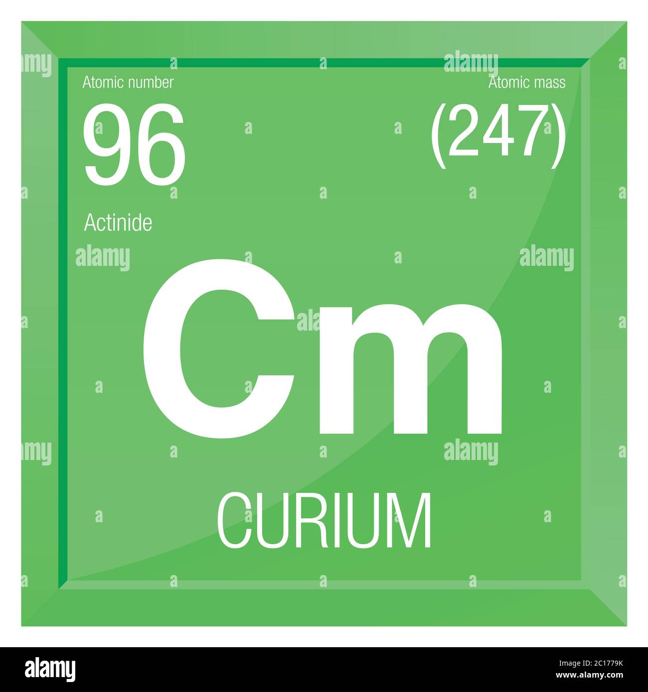 Simbolo del curio. Elemento numero 96 della Tavola periodica degli ...