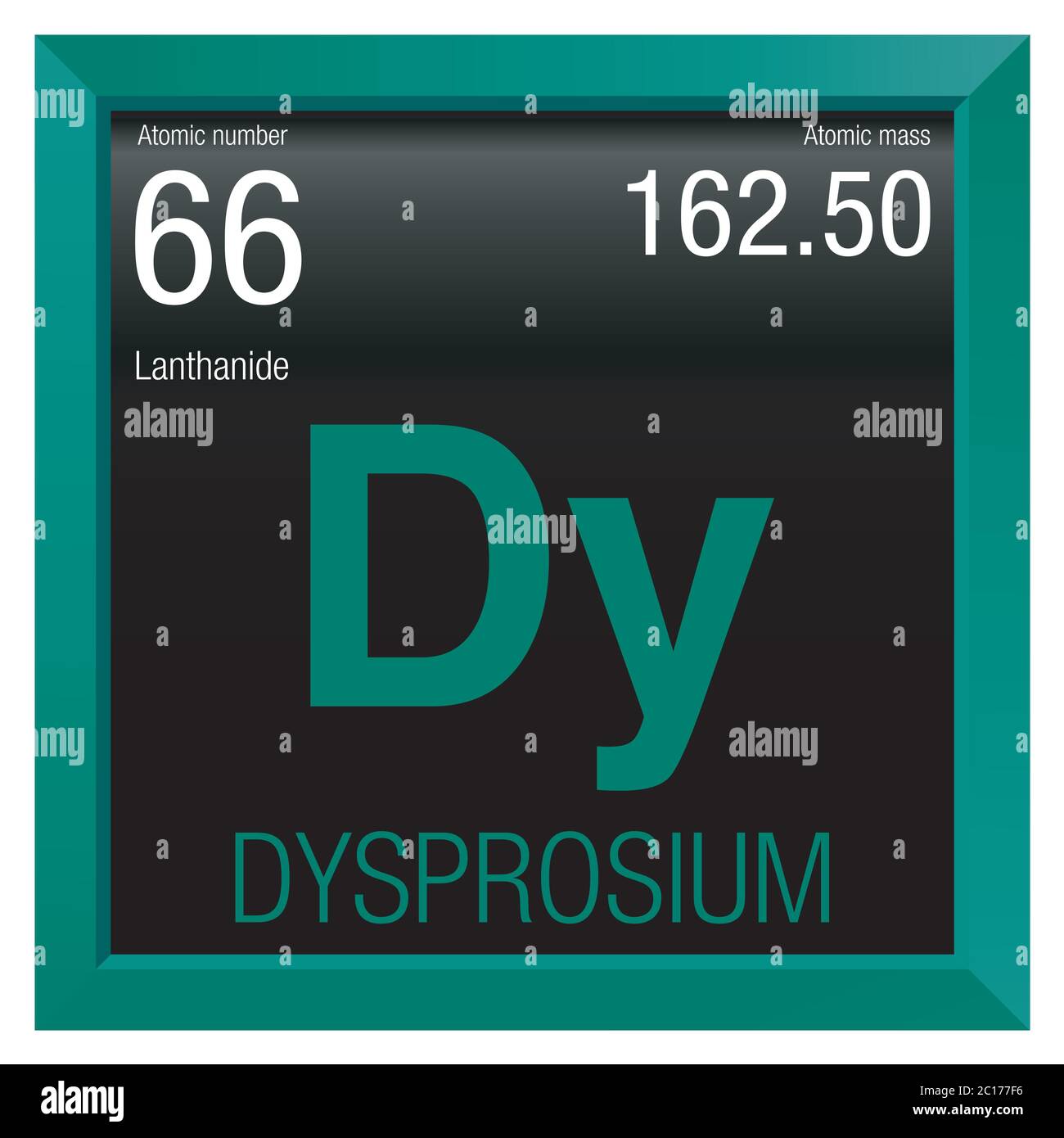 Simbolo del disprosio. Elemento numero 66 della Tavola periodica degli ...