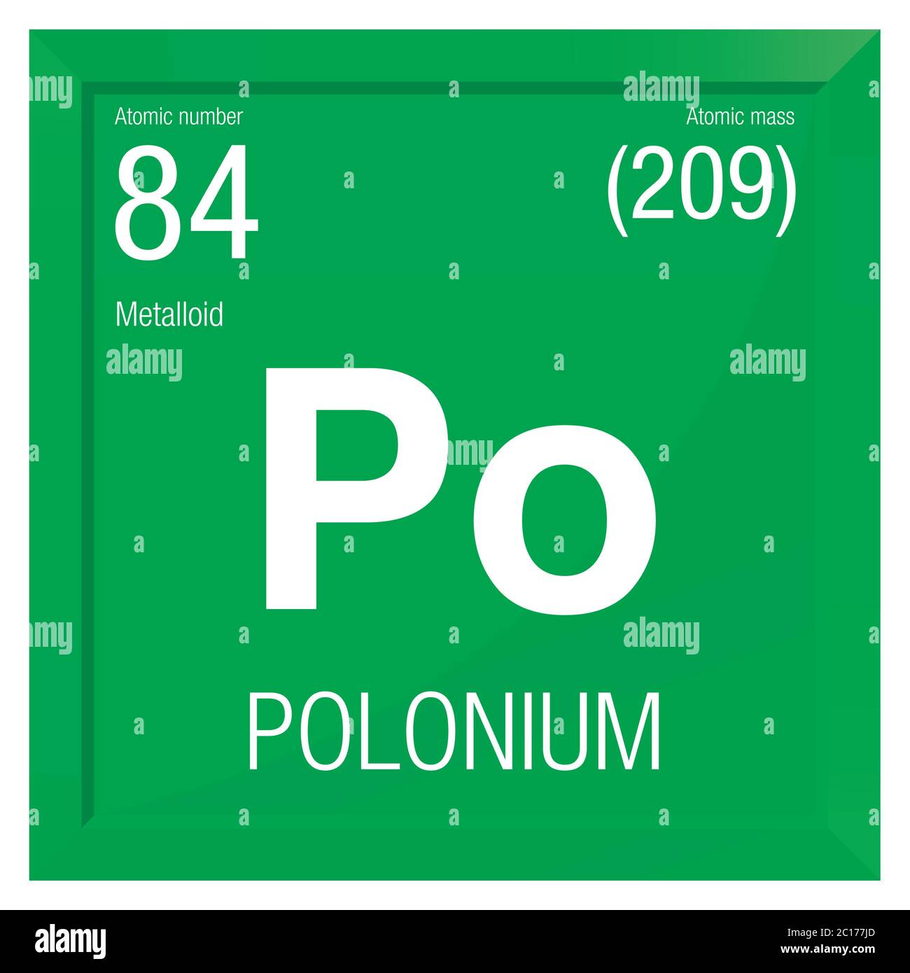 Simbolo del polonio. Elemento numero 84 della Tavola periodica degli ...