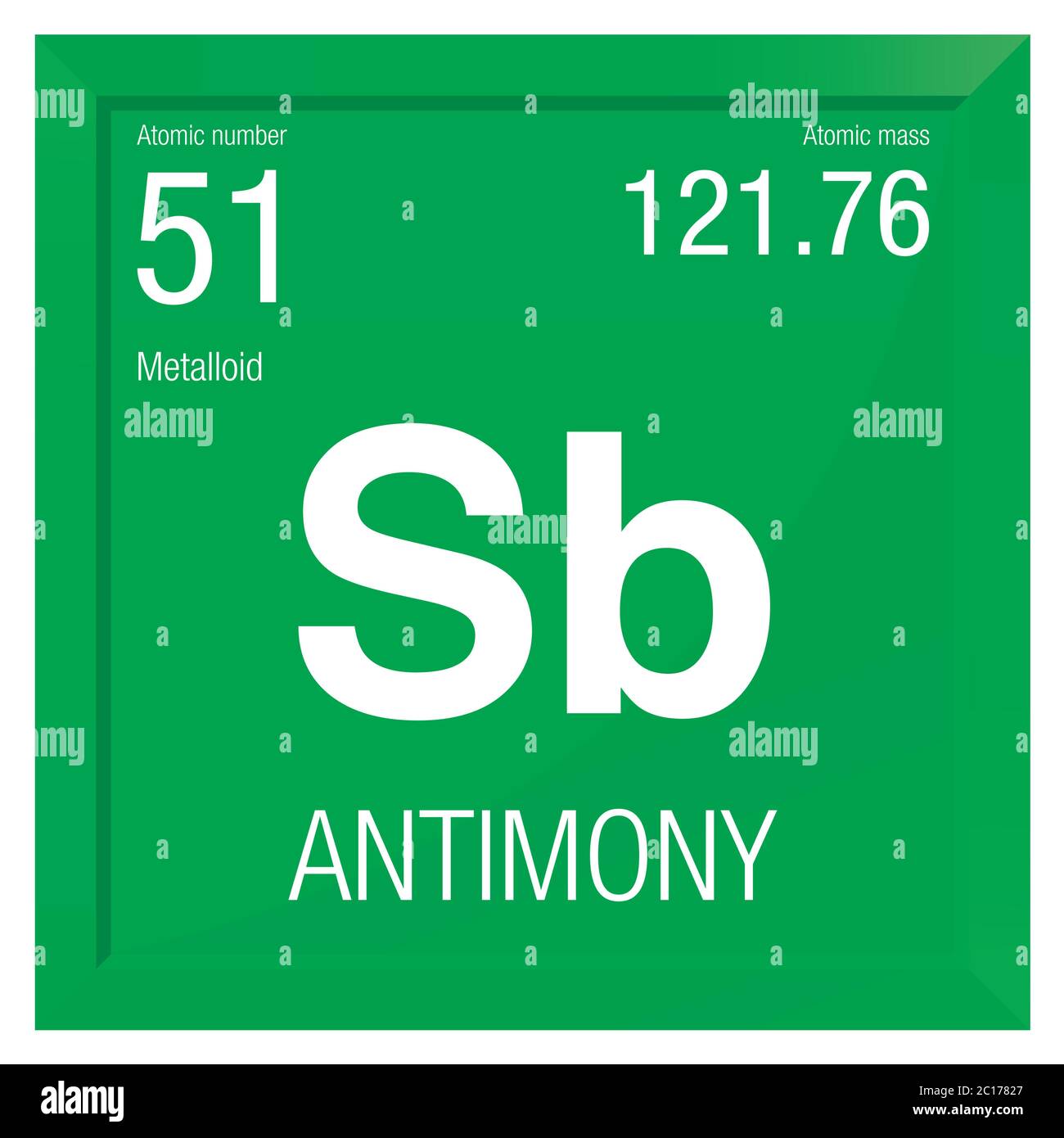 Simbolo antimonio. Elemento numero 51 della Tavola periodica degli ...