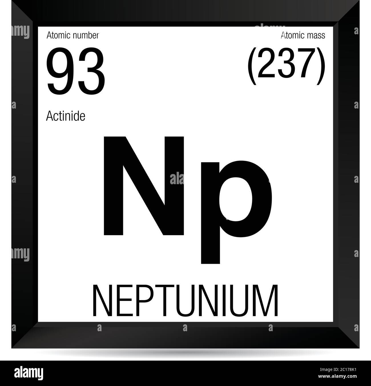 Simbolo del neptunio. Elemento numero 93 della Tavola periodica degli ...