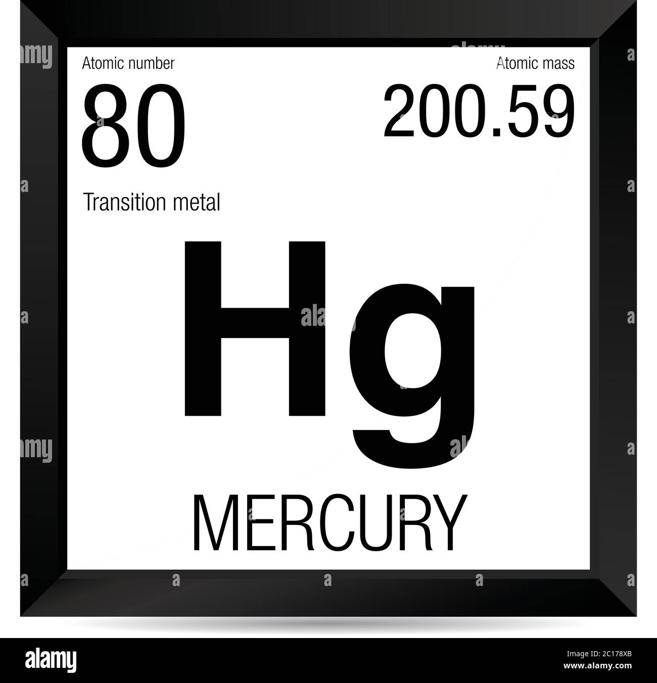 Simbolo del mercurio. Elemento numero 80 della Tavola periodica degli ...