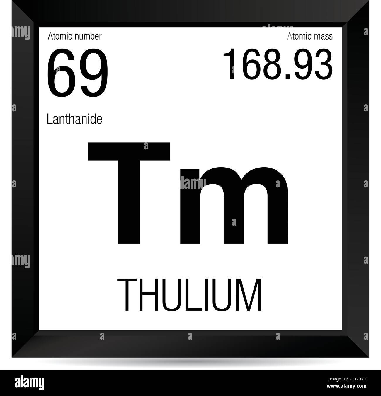 Simbolo del tulio. Elemento numero 69 della Tavola periodica degli ...