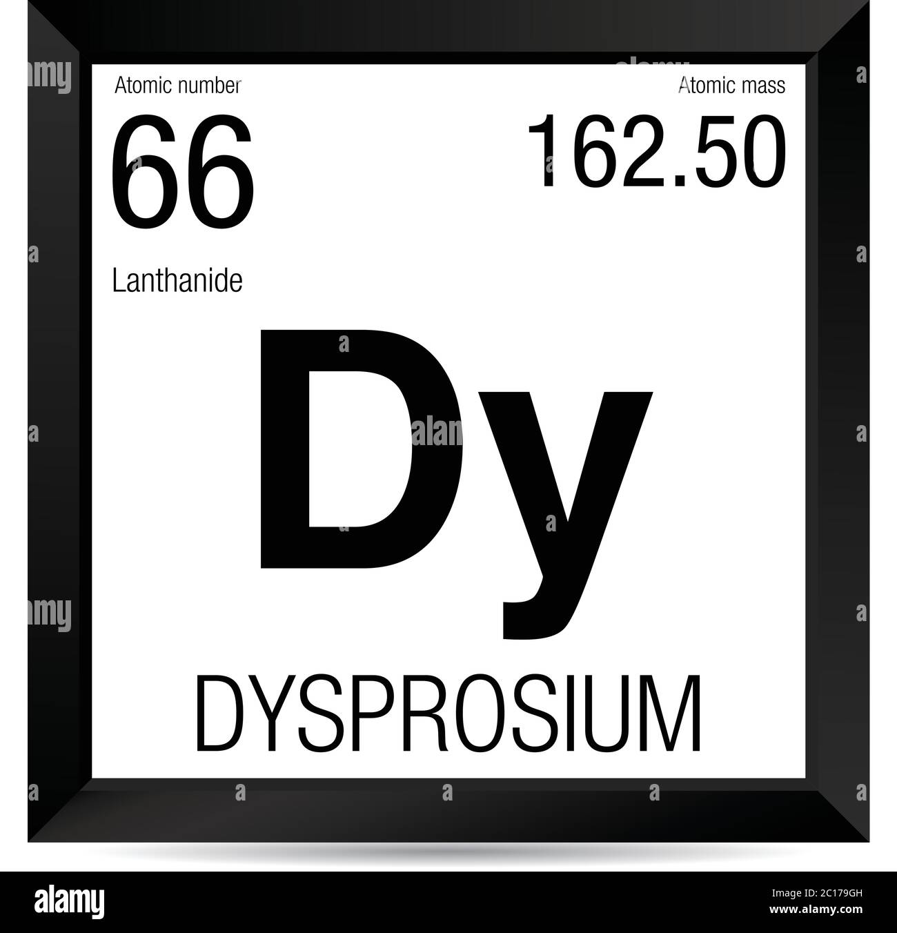 Simbolo del disprosio. Elemento numero 66 della Tavola periodica degli ...
