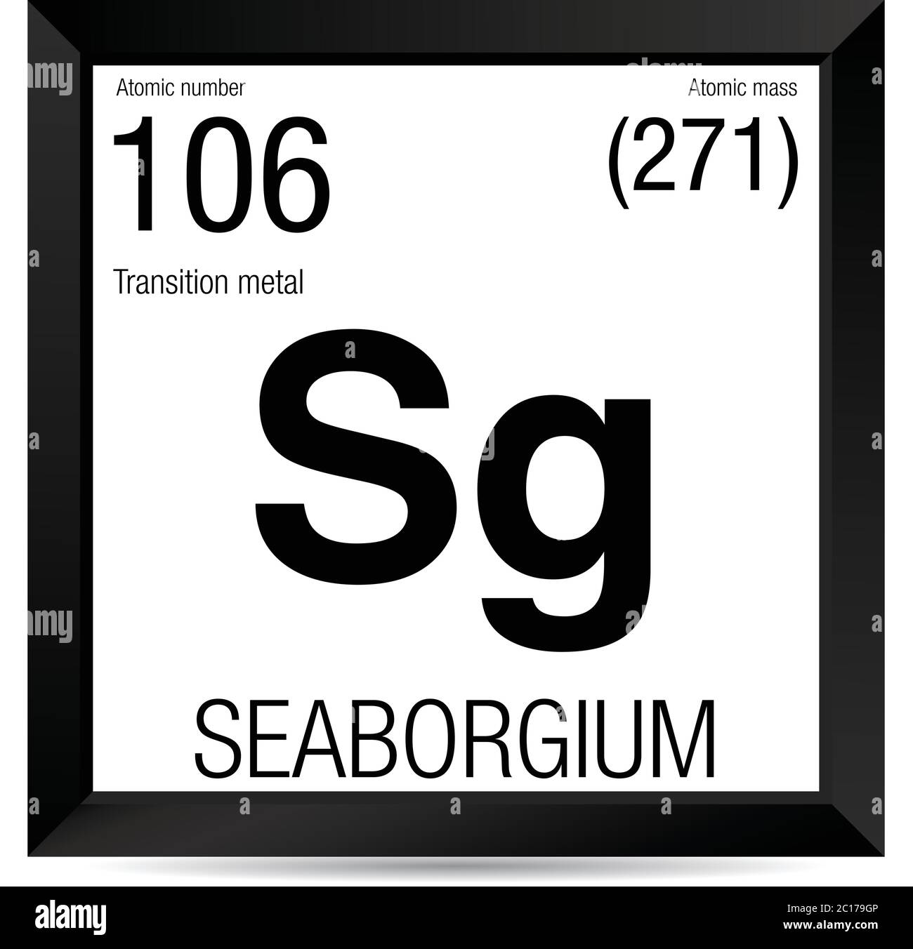 Simbolo di Seaborgio. Elemento numero 106 della Tavola periodica degli ...