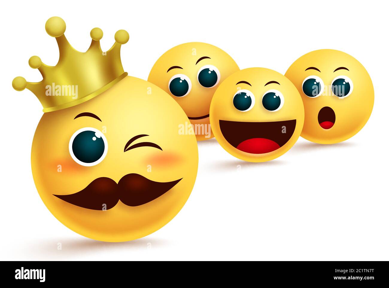 Il re Emoji ammirerà il design vettoriale. Emoji re idolo con corona d ... Il re Emoji ammirerà il design vettoriale. Emoji re idolo con corona d ...