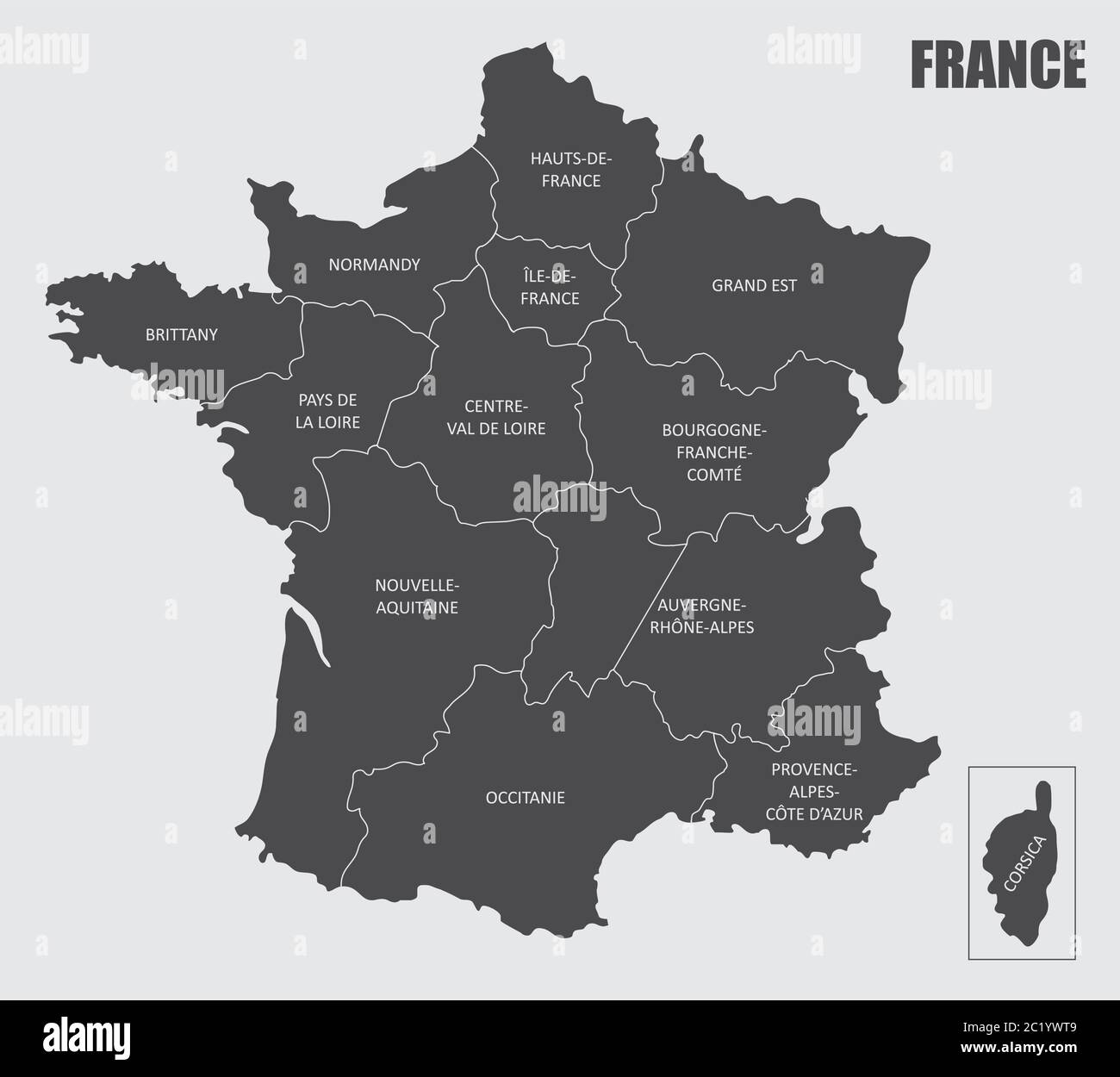 Mappa amministrativa della francia immagini e fotografie stock ad alta ...