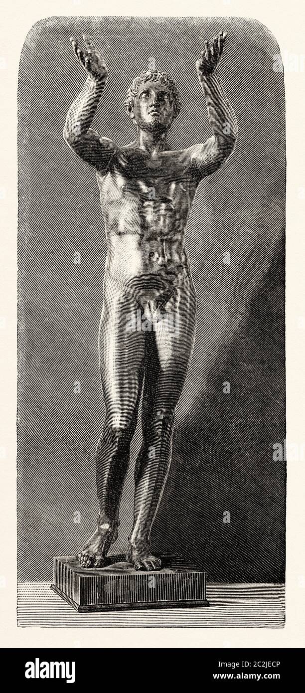 Lisippo. Statua di bronzo di un giovane uomo, aka il ragazzo in ...